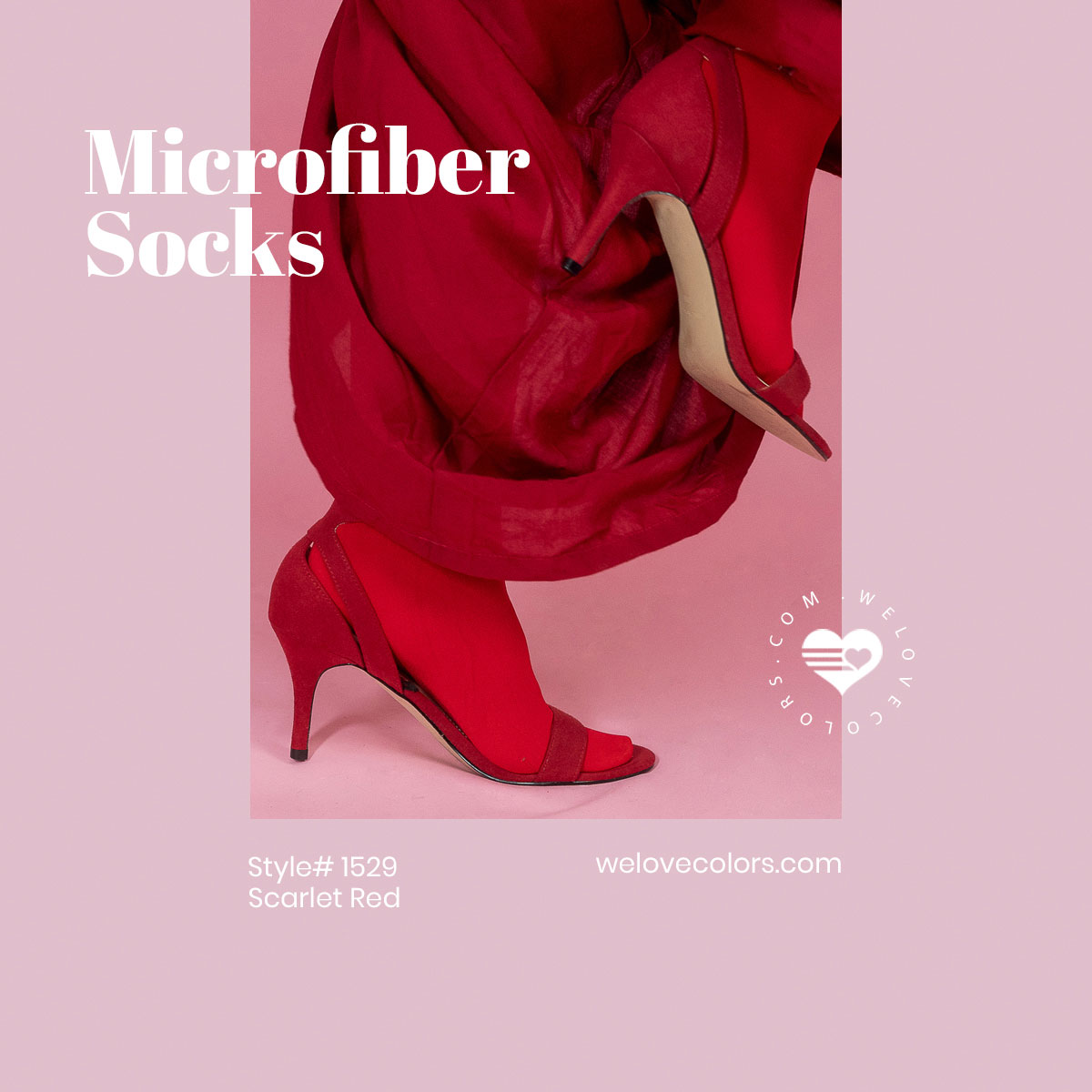 scarlet red microfiber socks with heels