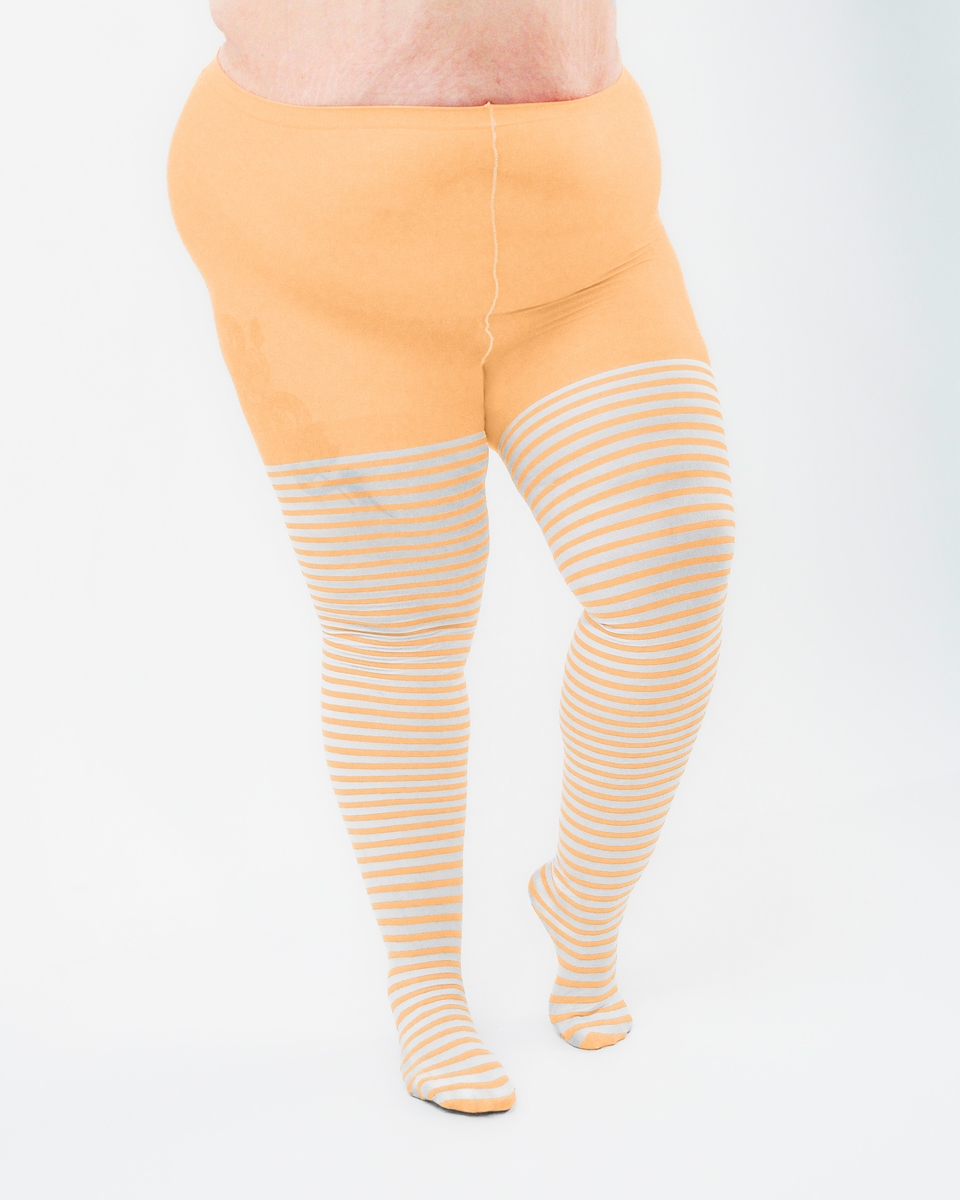 Orange White Striped Tights Style# 1204 | We Love Colors