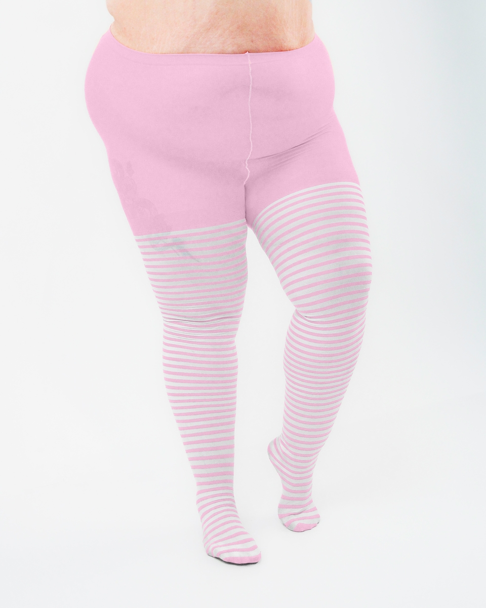 Light Pink Womens White Striped Tights Style# 1204 | We Love Colors