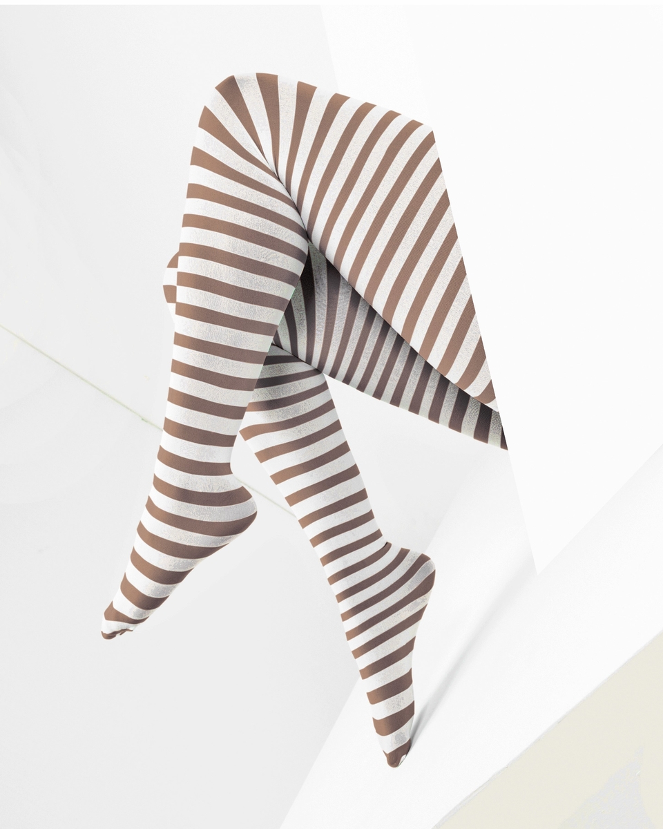 Neutral Colors White Striped Tights Style# 1204 | We Love Colors