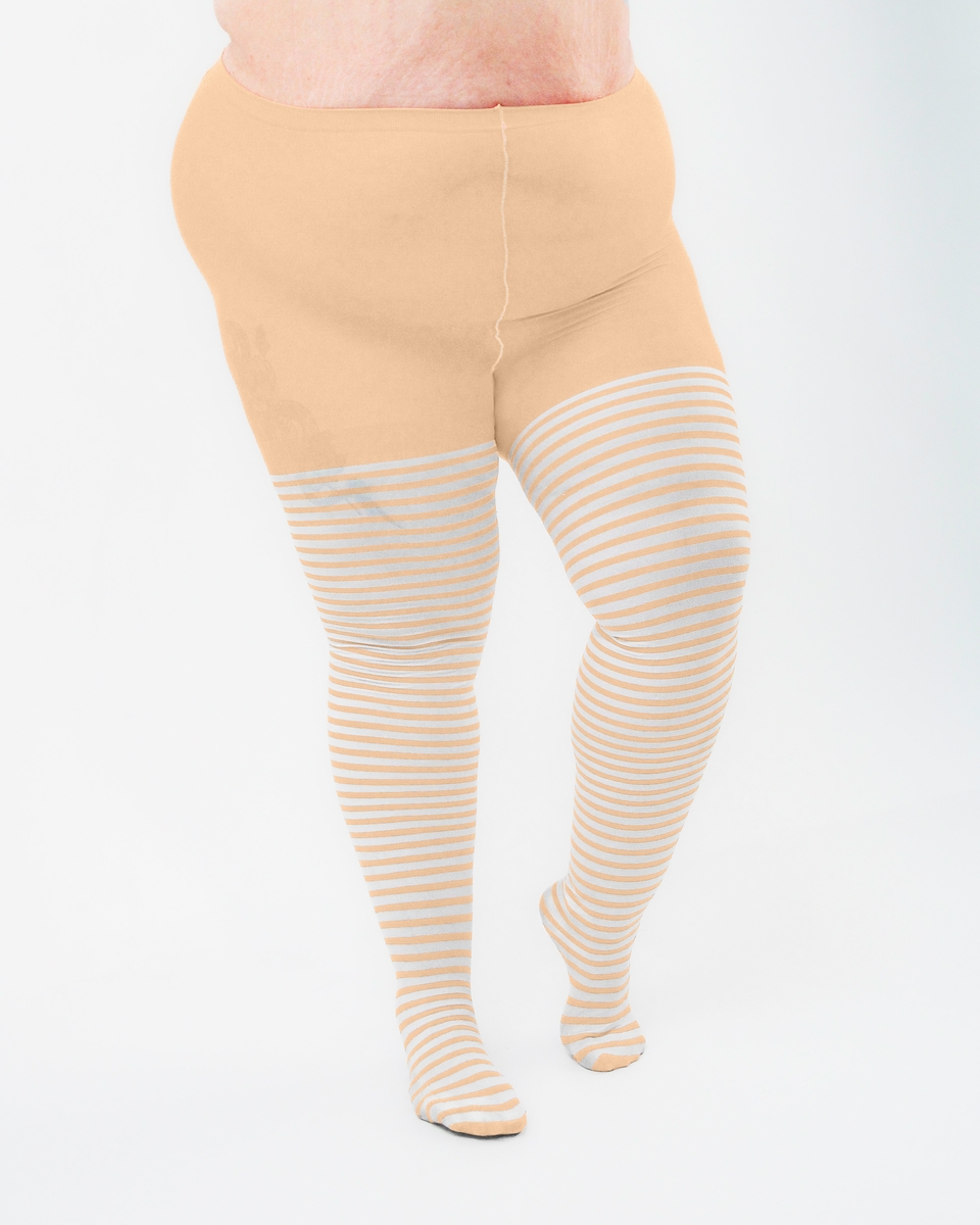 Peach Crafts White Striped Tights Style# 1204 | We Love Colors
