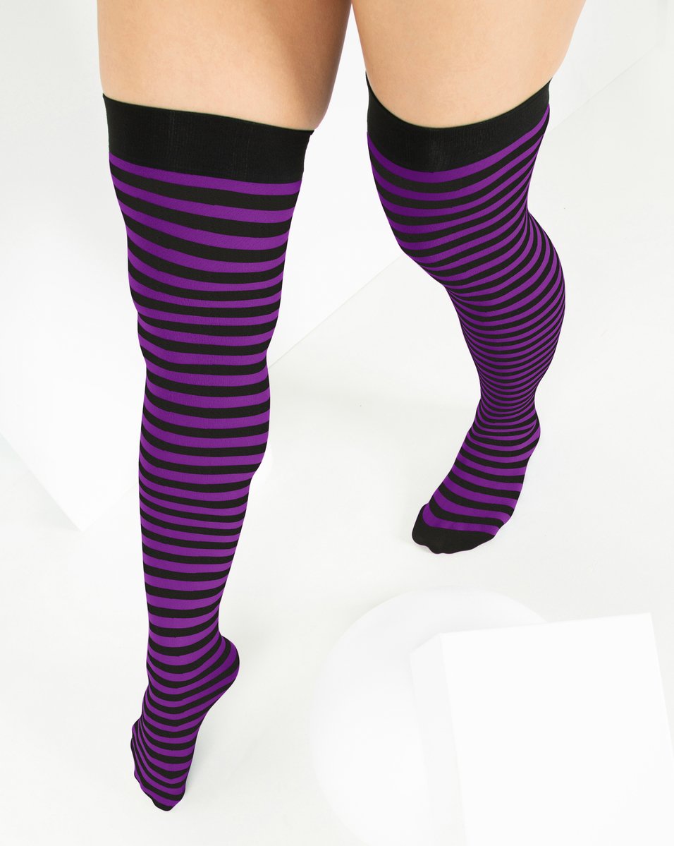 Womens Black Striped Thigh Highs Style# 1503 | We Love Colors