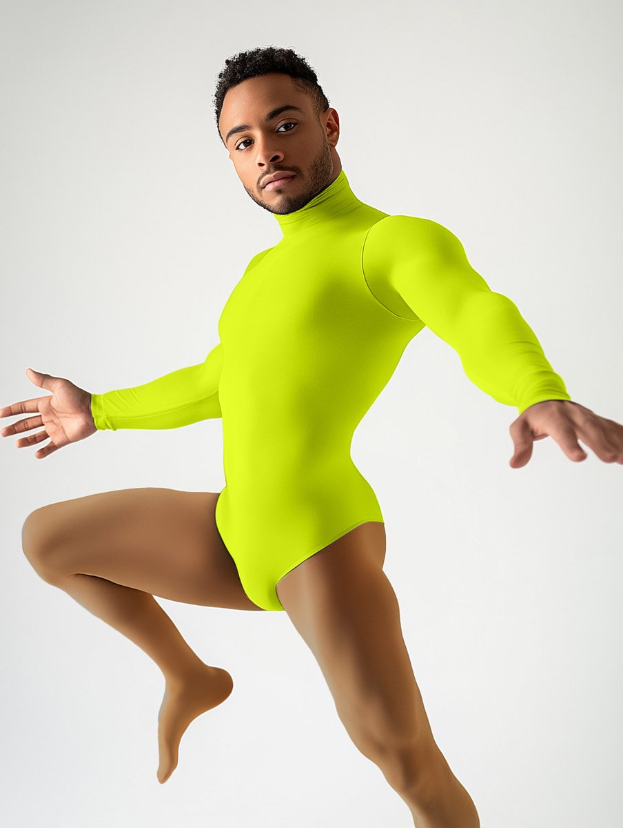 Yellow Mens Mock Neck Long Sleeve Bodysuit Style# 5004 | We Love Colors