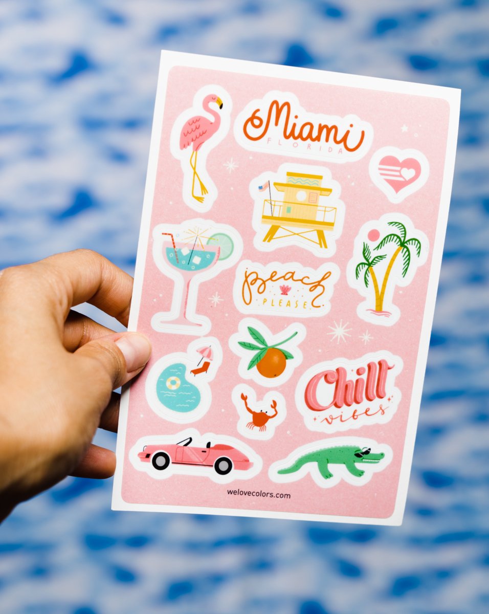 Packs Miami Florida Die Cut Sticker Sheet Style# 8602 | We Love Colors