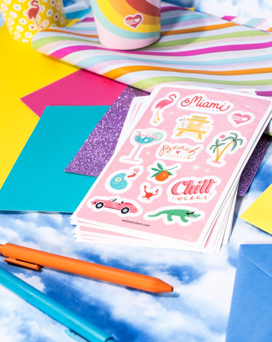 Packs Miami Florida Die Cut Sticker Sheet Style# 8602 | We Love Colors